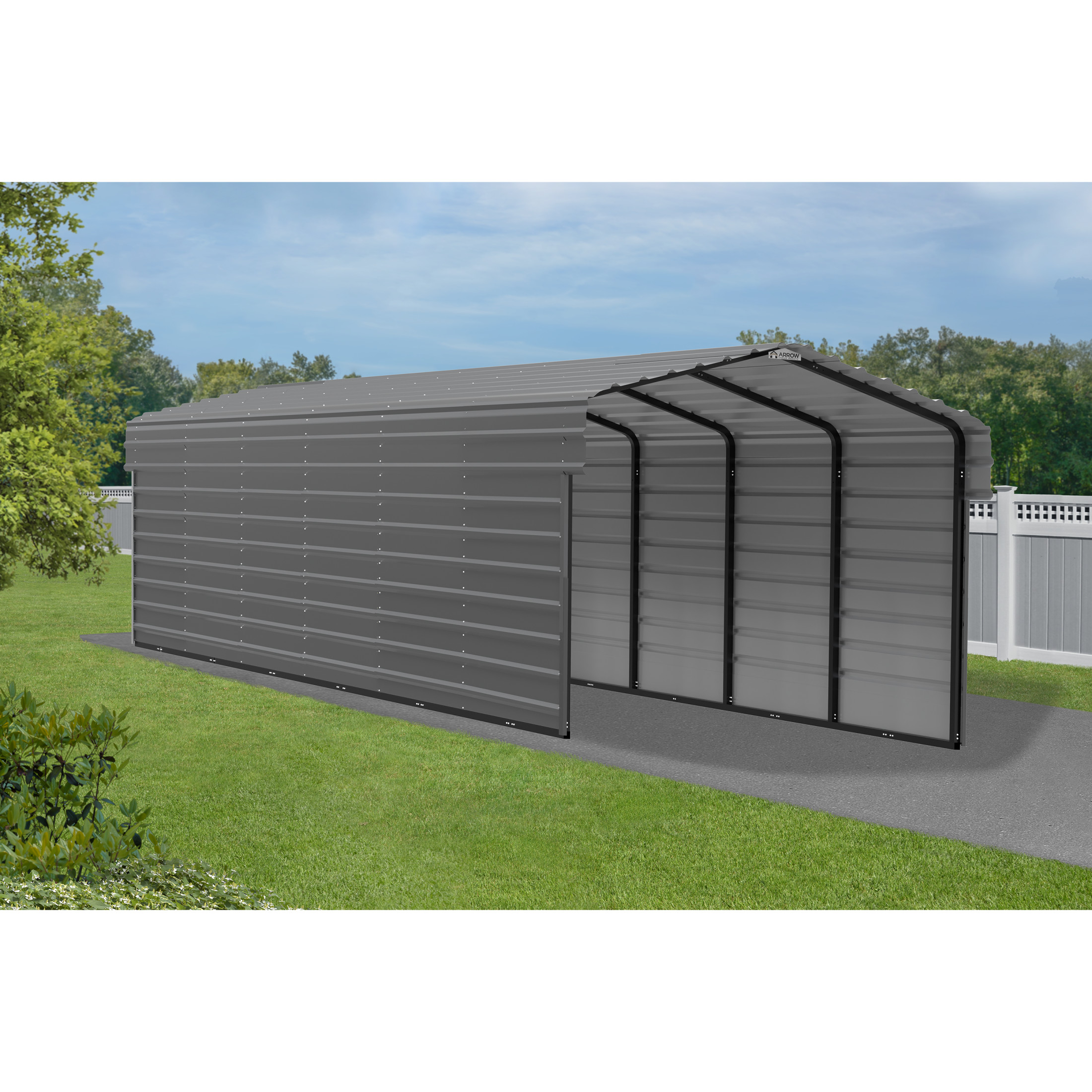 Arrow Steel Carport with 2 Side Wall Kits, 10X29X07 - Walmart.com