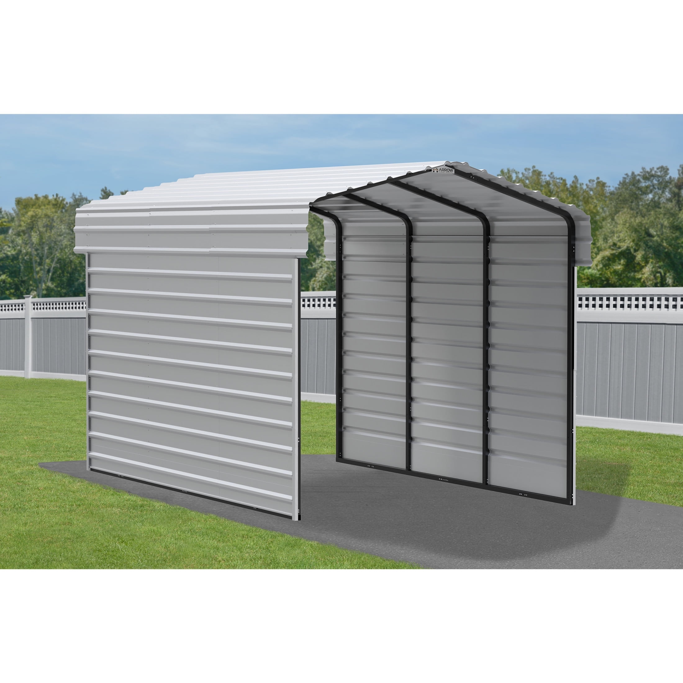 Arrow Steel Carport with 2 Side Wall Kits, 10x15x09 - Walmart.com