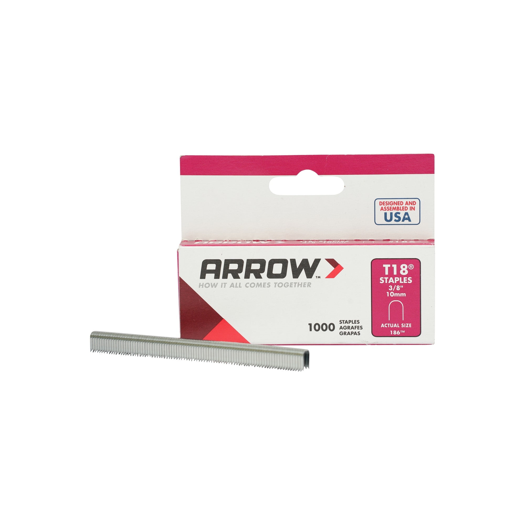 Arrow T18 3/8" Round-Crown Staples, 1000 Pack, Made in The USA ...