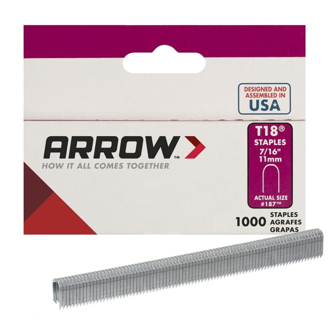 Arrow T18 7/16 in. Round-Crown Staples, 1,000 Pack - Walmart Business ...