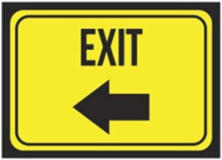Arrow Wall Decor Metal Sign Exit Left Arrow Print Bright Yellow Black ...