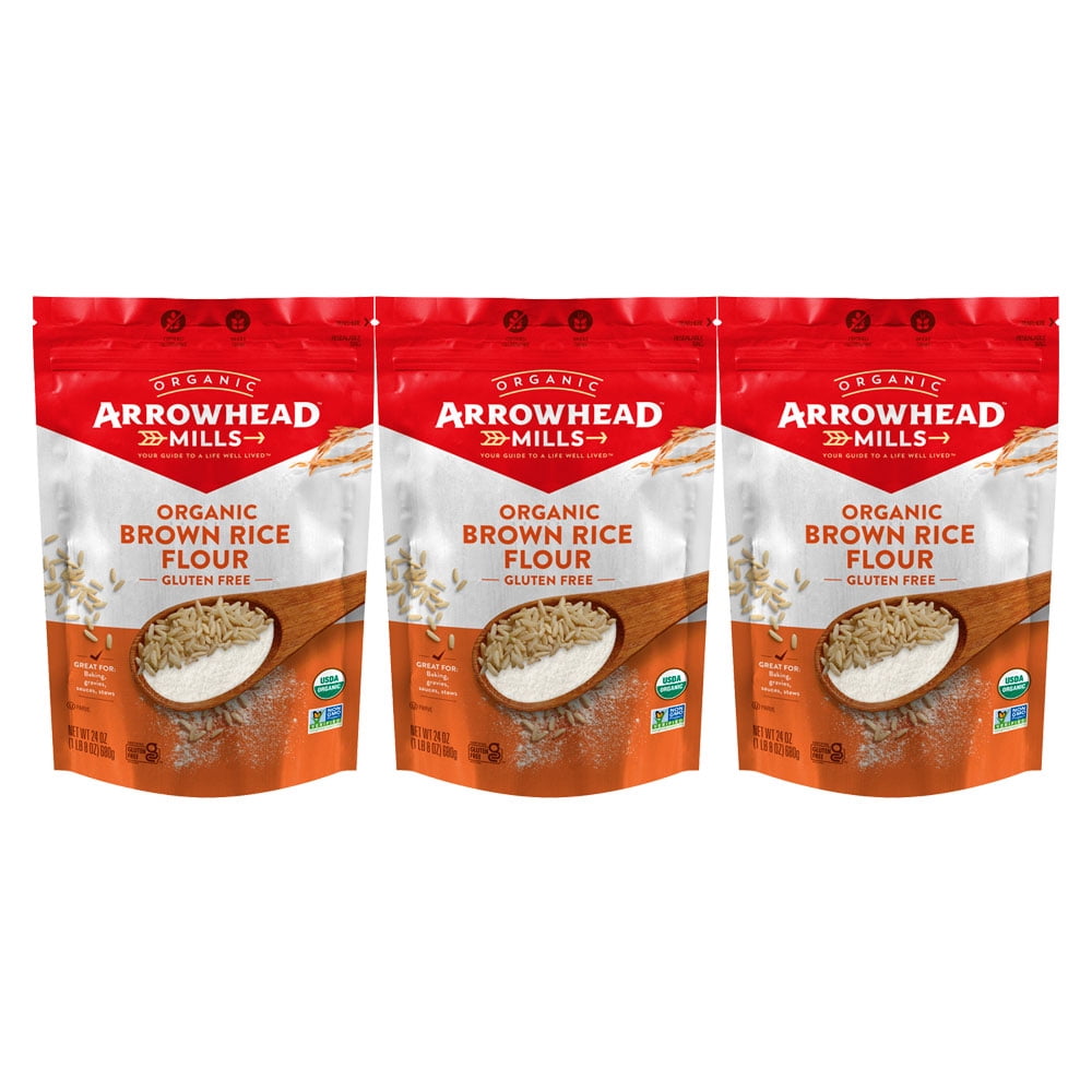 Arrowhead Mills Organic Brown Rice Flour, 24 oz - Palatize Pack of 3 ...