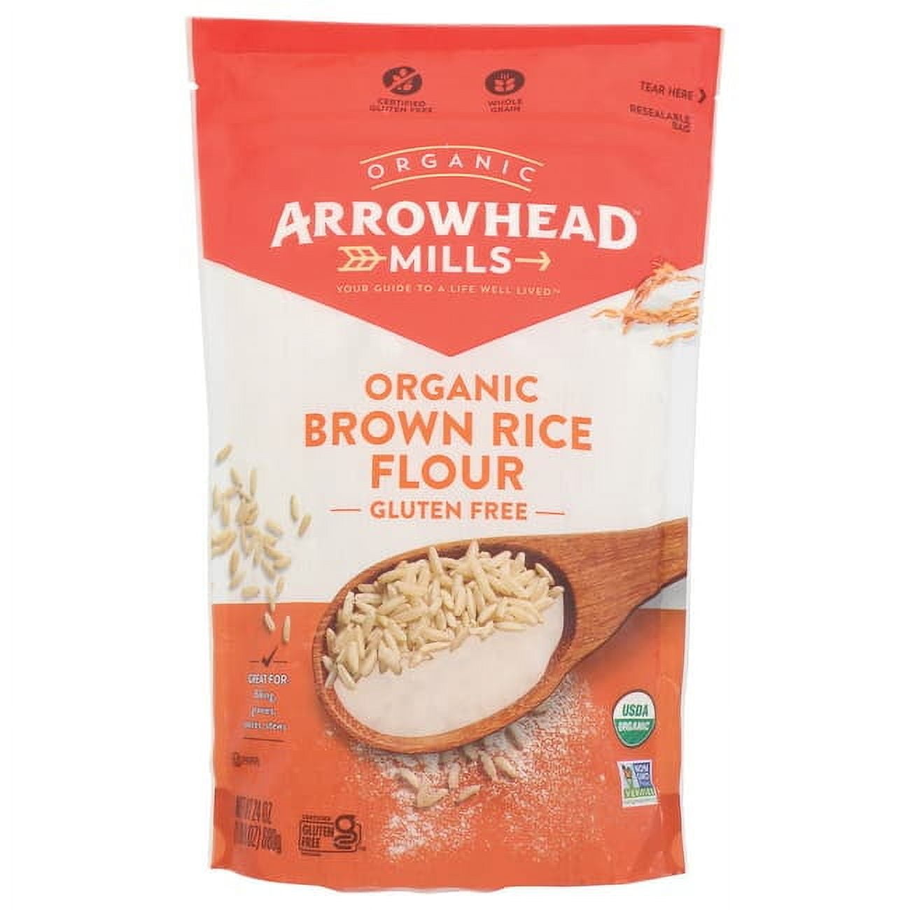 Arrowhead Mills Organic Whole Grain Brown Rice Flour, Gluten Free (GF ...