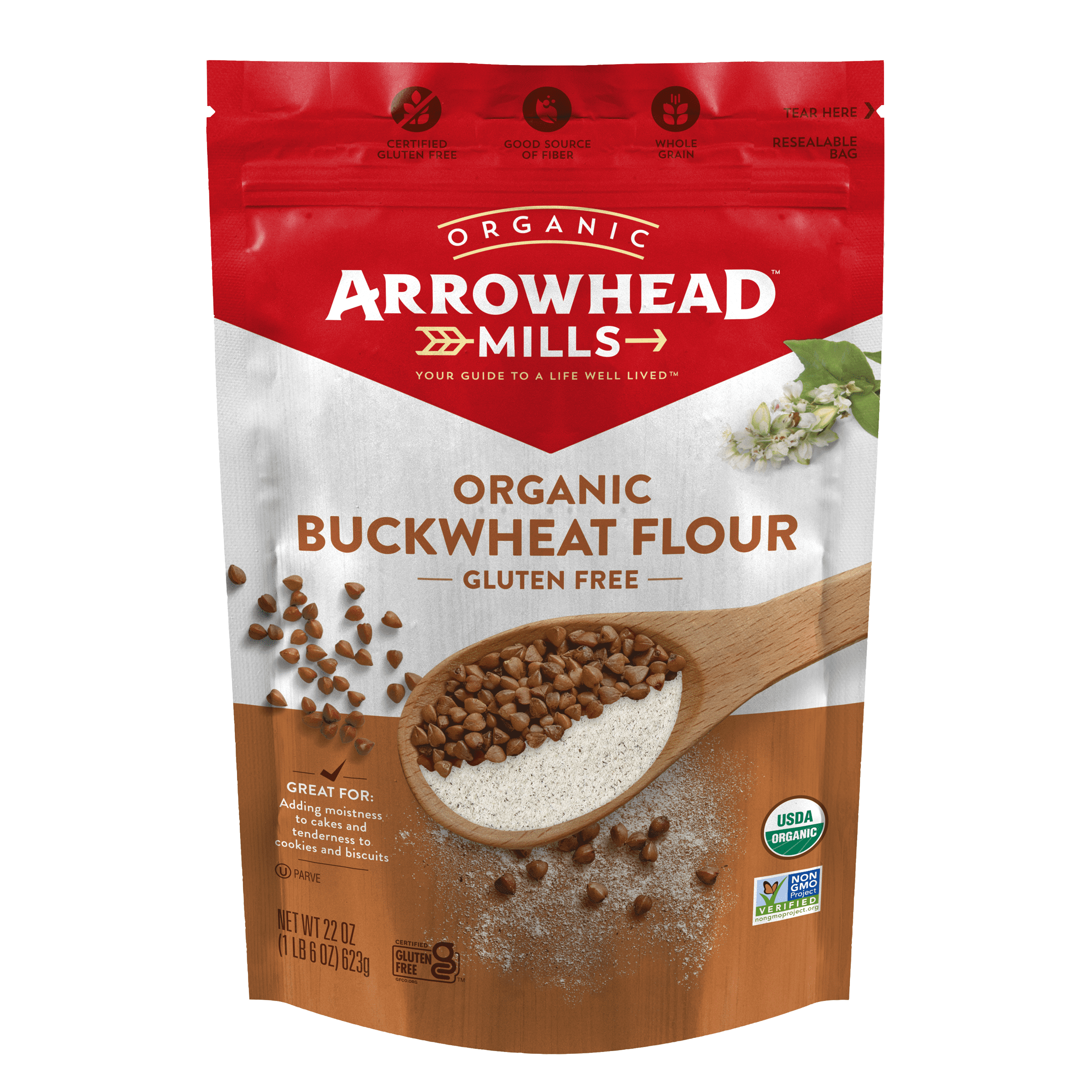 Arrowhead Mills Organic Buckwheat Flour, Gluten Free Flour, 22 oz Bag ...
