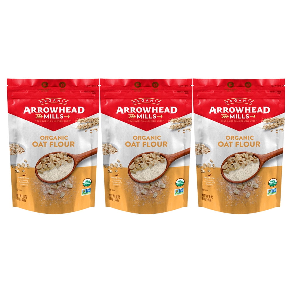 Arrowhead Mills Organic Oat Flour, 16 oz - Palatize Pack of 3 - Walmart.com