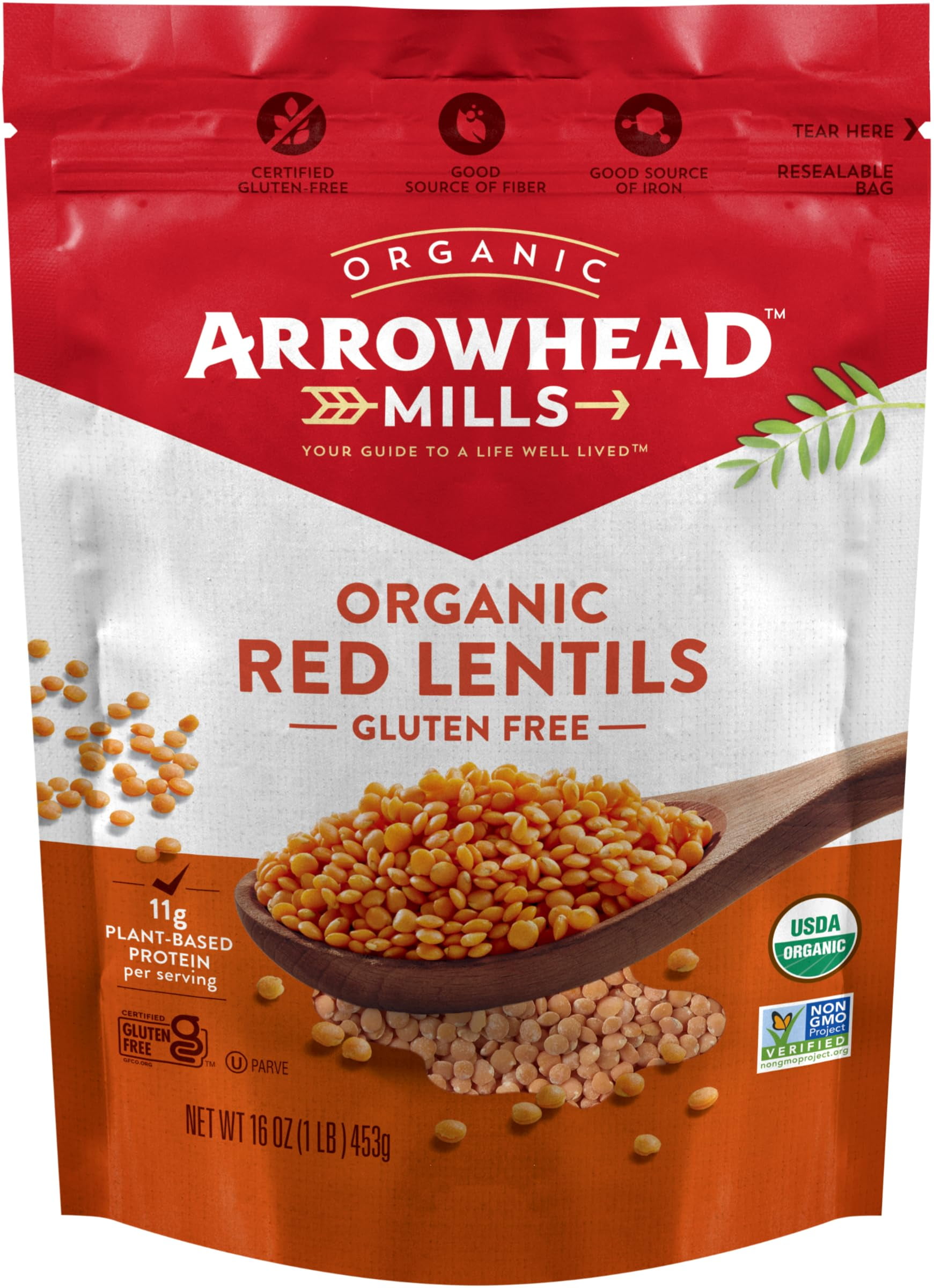 Arrowhead Mills Organic Red Lentils, 16 Oz Bag Packaging May Vary ...