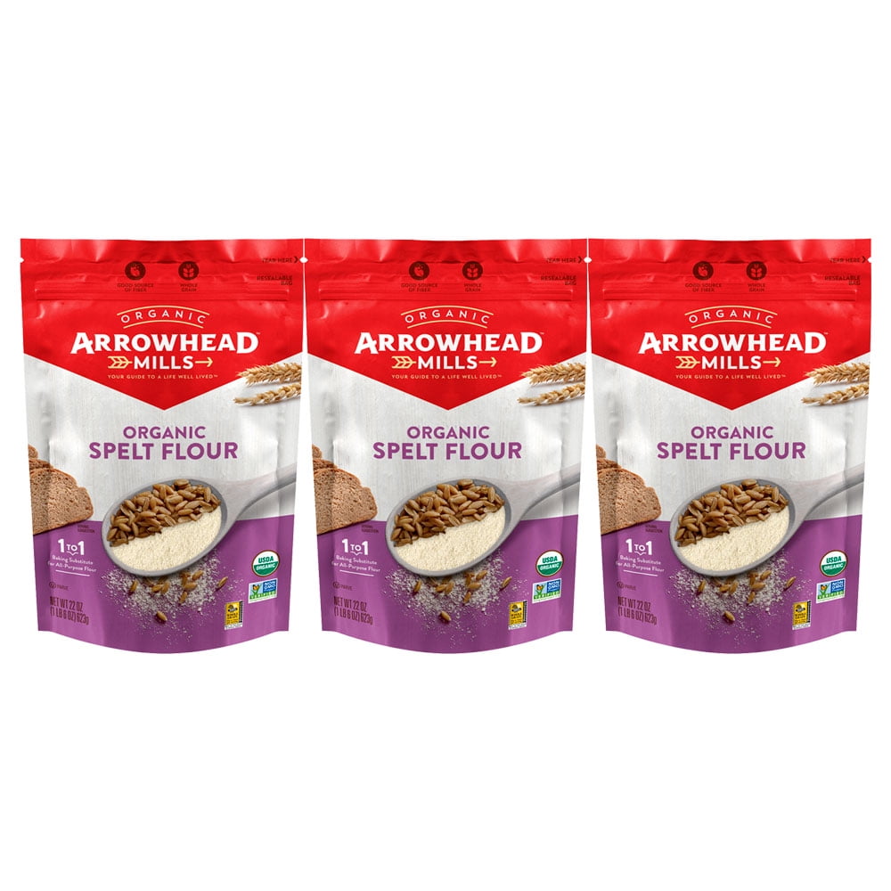 Arrowhead Mills Organic Spelt Flour, 22 oz - Palatize Pack of 3 ...