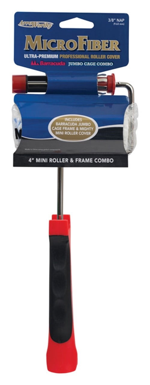 Arroworthy 4 in. W Jumbo Mini Paint Roller Frame and Cover Threaded End ...