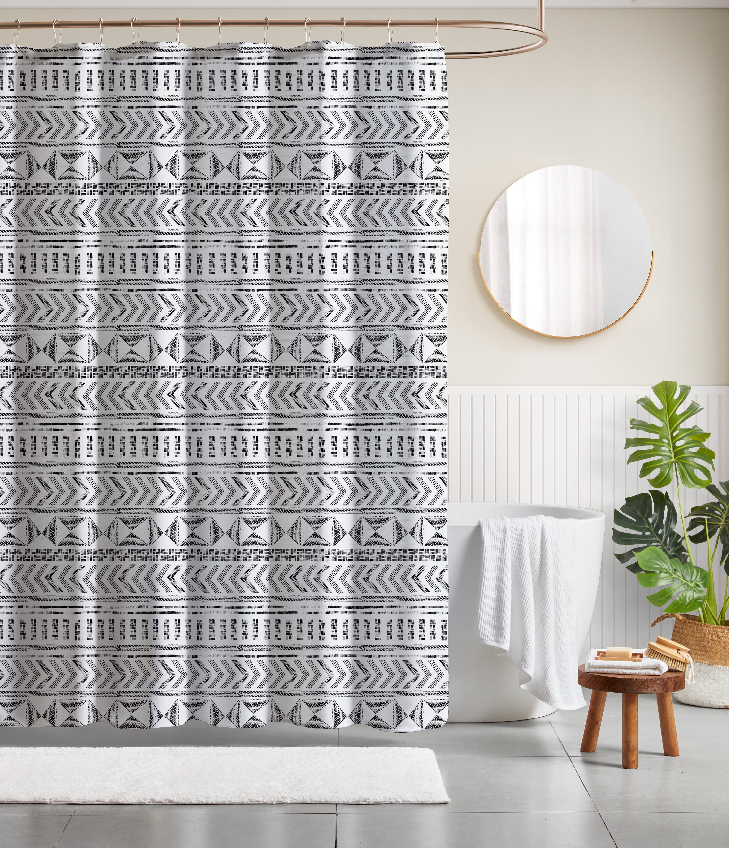 Arrows And Shapes Black Onyx Polyester Canvas Shower Curtain - Walmart.com