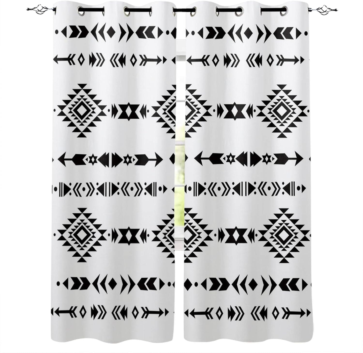 Arrows Dense Blackout Grommet Curtains,Black and White Art Window ...