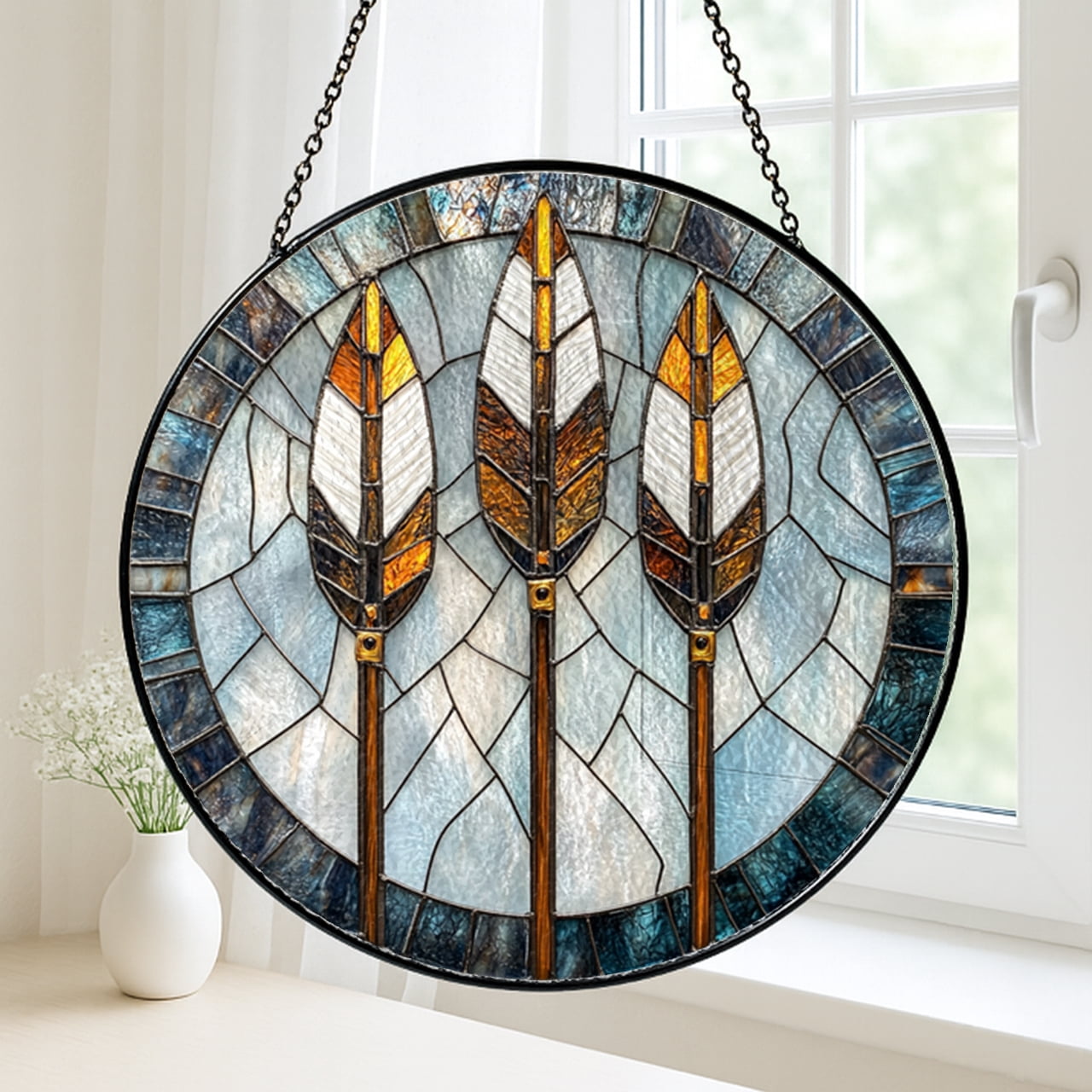 Arrows Stained Glass Suncatcher Boho Wall Window Art Gift for Archers ...