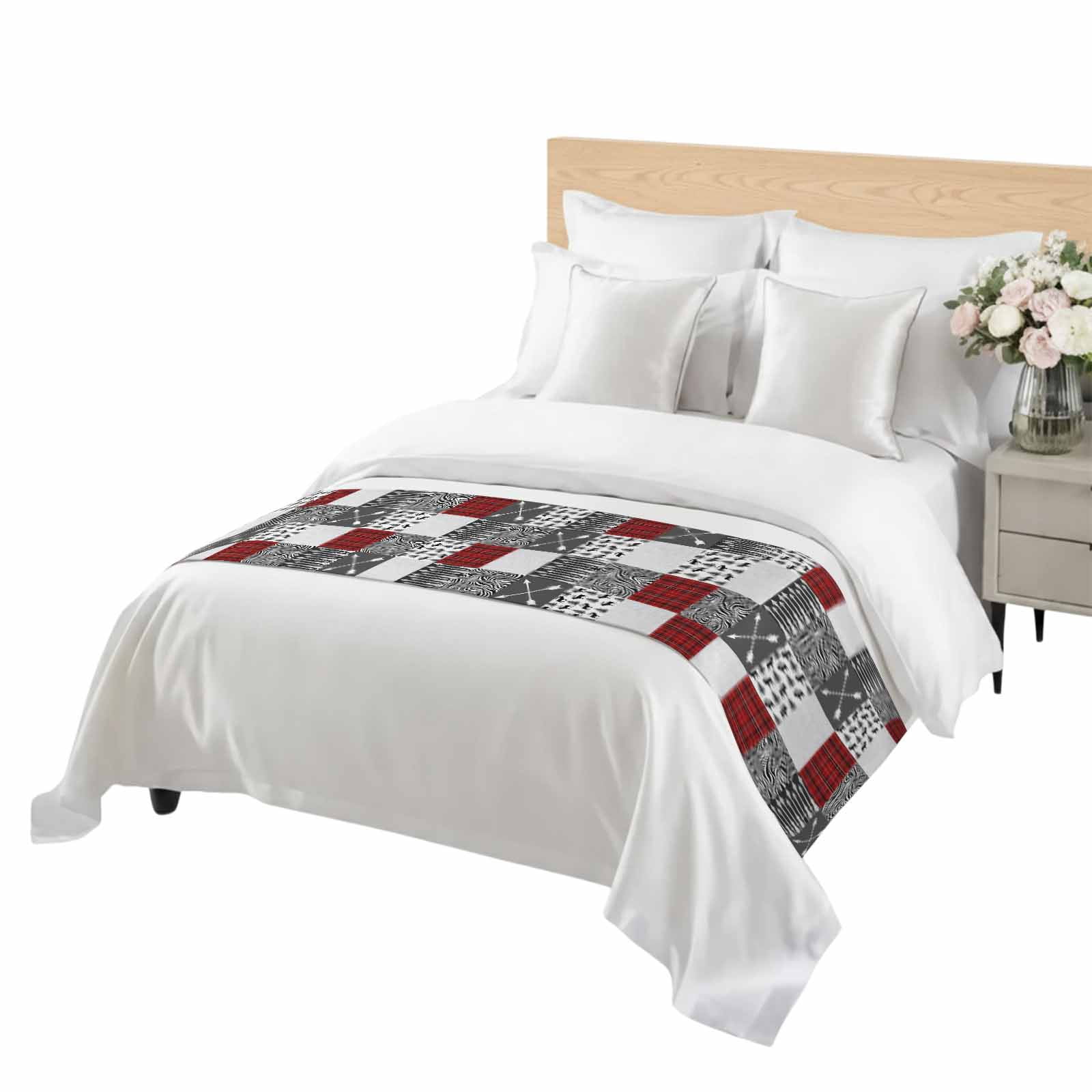 Arrows Zebra Stripes Bed Runner Twin Size Forest Deer Red Black Buffalo ...
