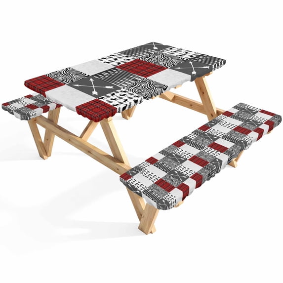 Arrows Zebra Stripes Picnic Table Cover with Bench Covers Forest Deer ...