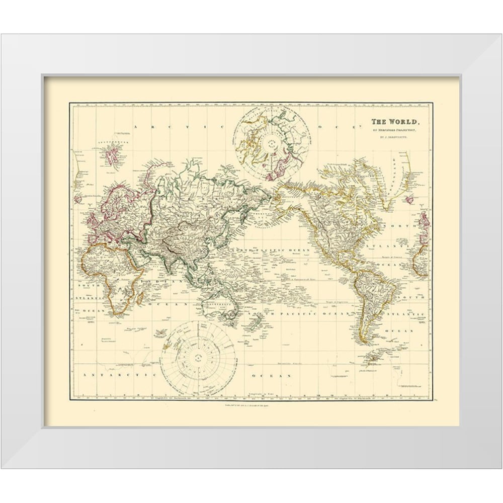 Arrowsmith 17x15 White Modern Wood Framed Museum Art Print Titled - Mercator Projection ...