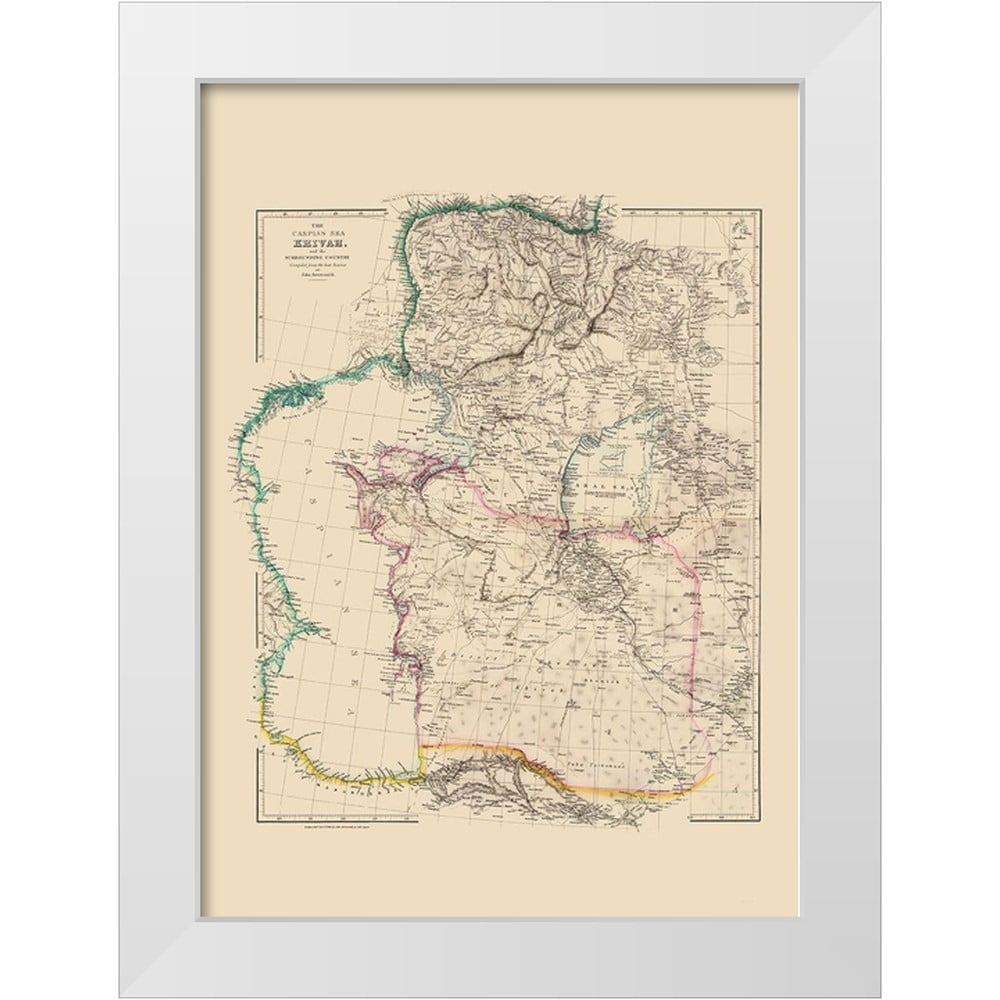 Arrowsmith 18x24 White Modern Wood Framed Museum Art Print Titled - Caspian Sea Region Asia ...