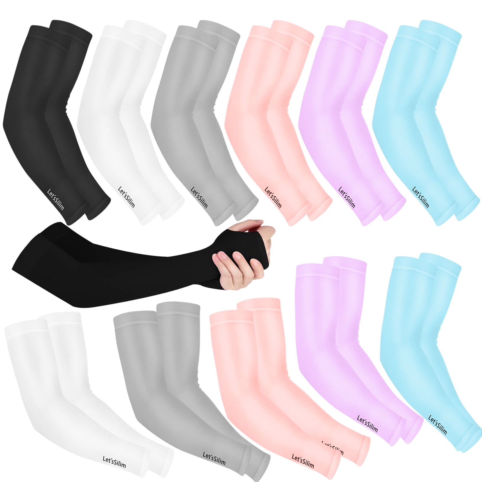 12 Pair UV Sun Protection and Skin Protection Arm Sleeves for Running ...