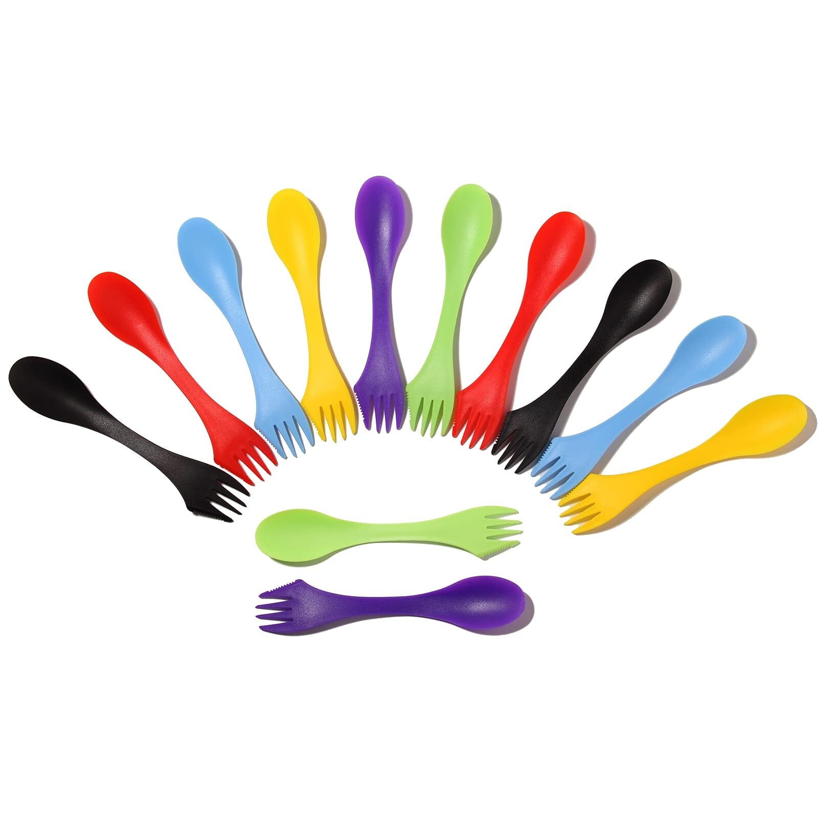 Arroyner 30Pcs Reusable Plastic Sporks, 3 in 1 Travel Fork for Camping ...