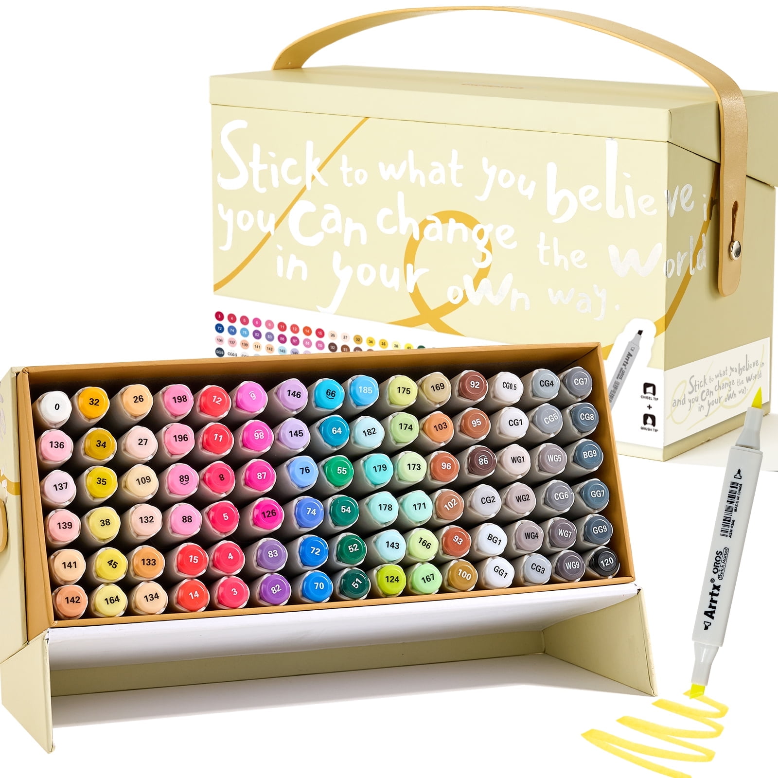 Arrtx Alcohol Markers OROS 90 Colors, Brush & Chisel Tip Alcohol ...