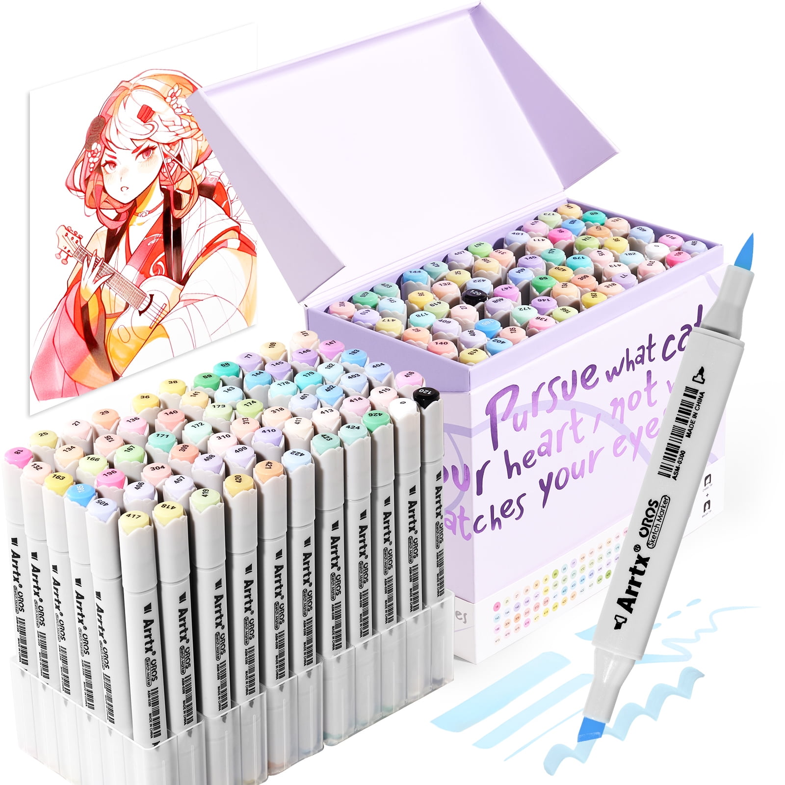 Arrtx Pastel Markers, OROS 66 Colors Alcohol Based Markers, Dual Tip ...
