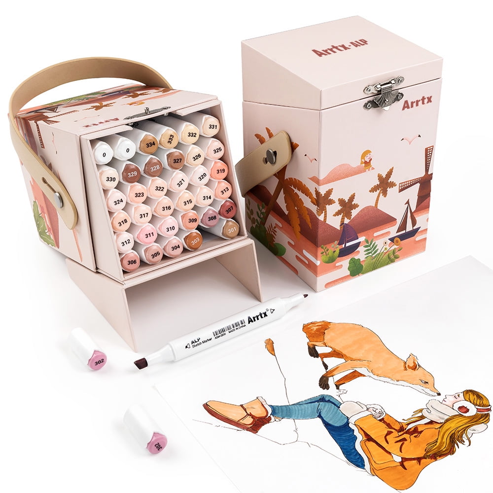 Arrtx Skin Tone Alcohol Markers, ALP 36 Colors Dual Tip Skin Color ...