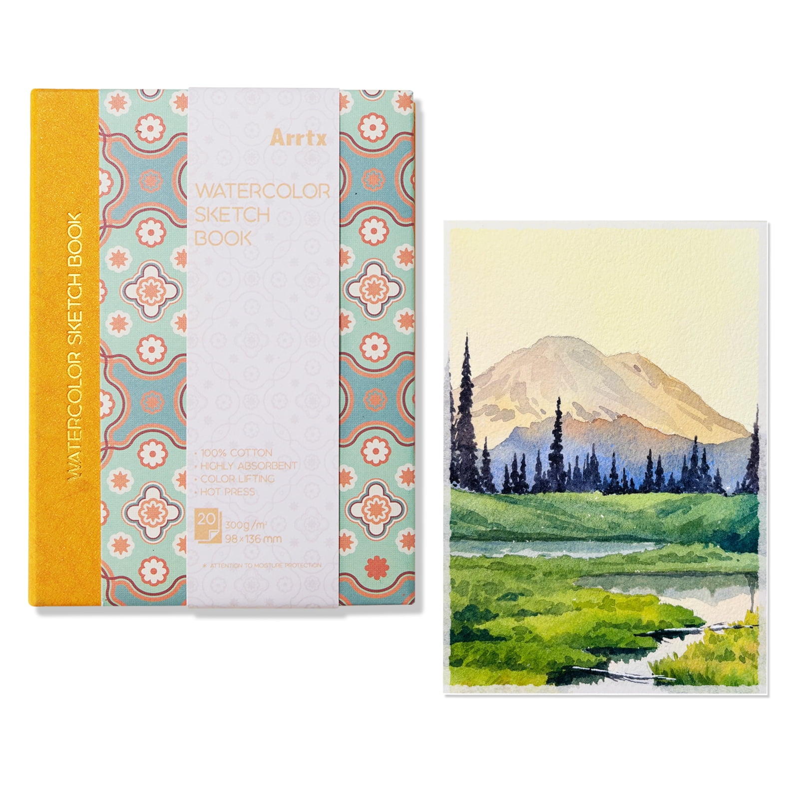 Arrtx Watercolor Sketchbook, 100% Cotton 140lb/300gsm Hot Pressed Acid ...