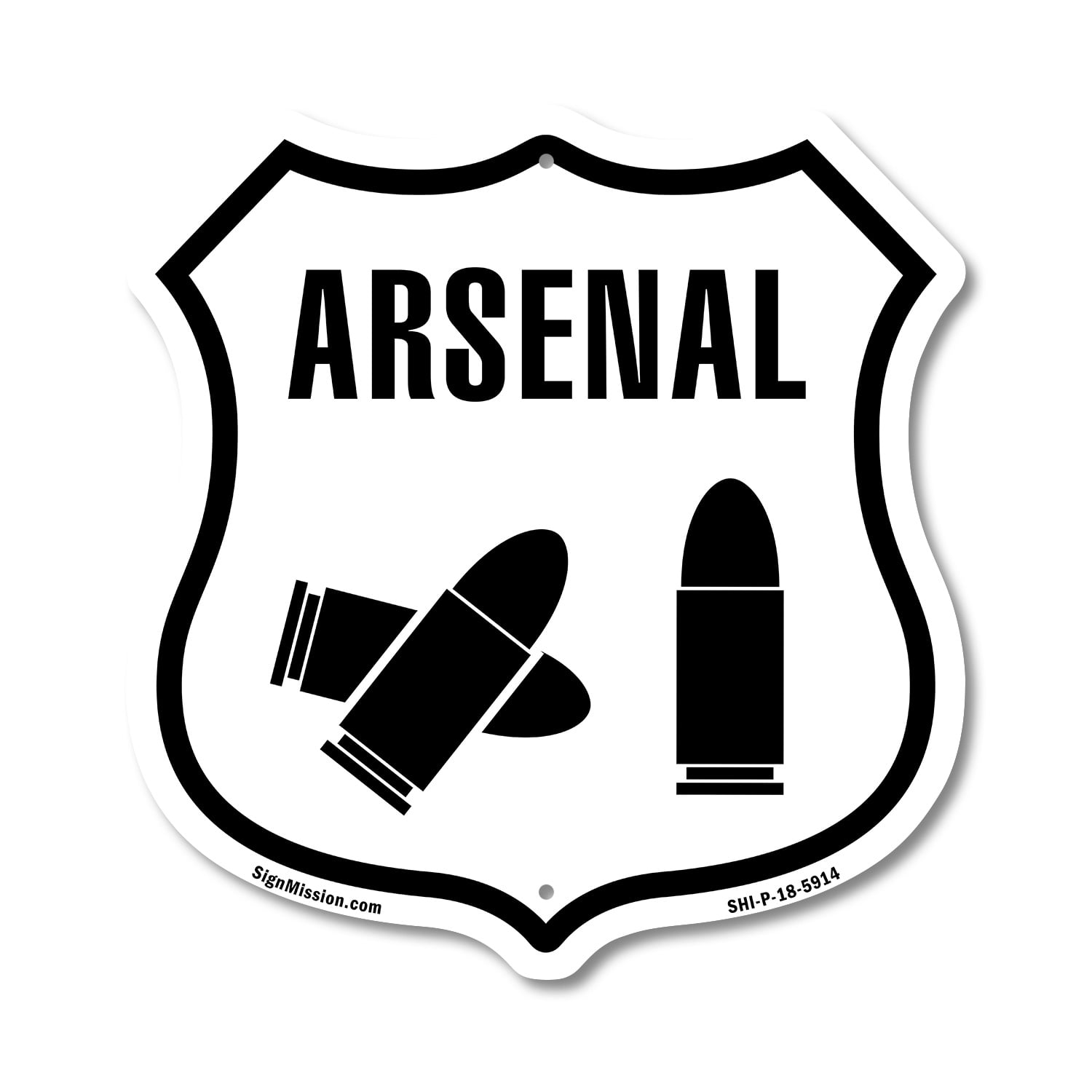 Arsenal 12 inch X 12 inch Shield-Shaped Rust-Free Aluminum Metal Sign ...