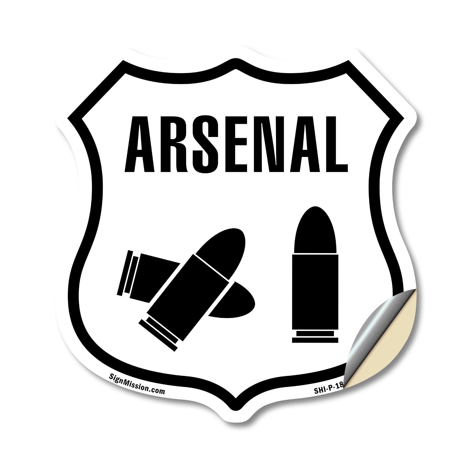 Arsenal (5 Pack) 4 inch X 4 inch Shield Shaped Heavy Duty 3.2 mil Vinyl ...