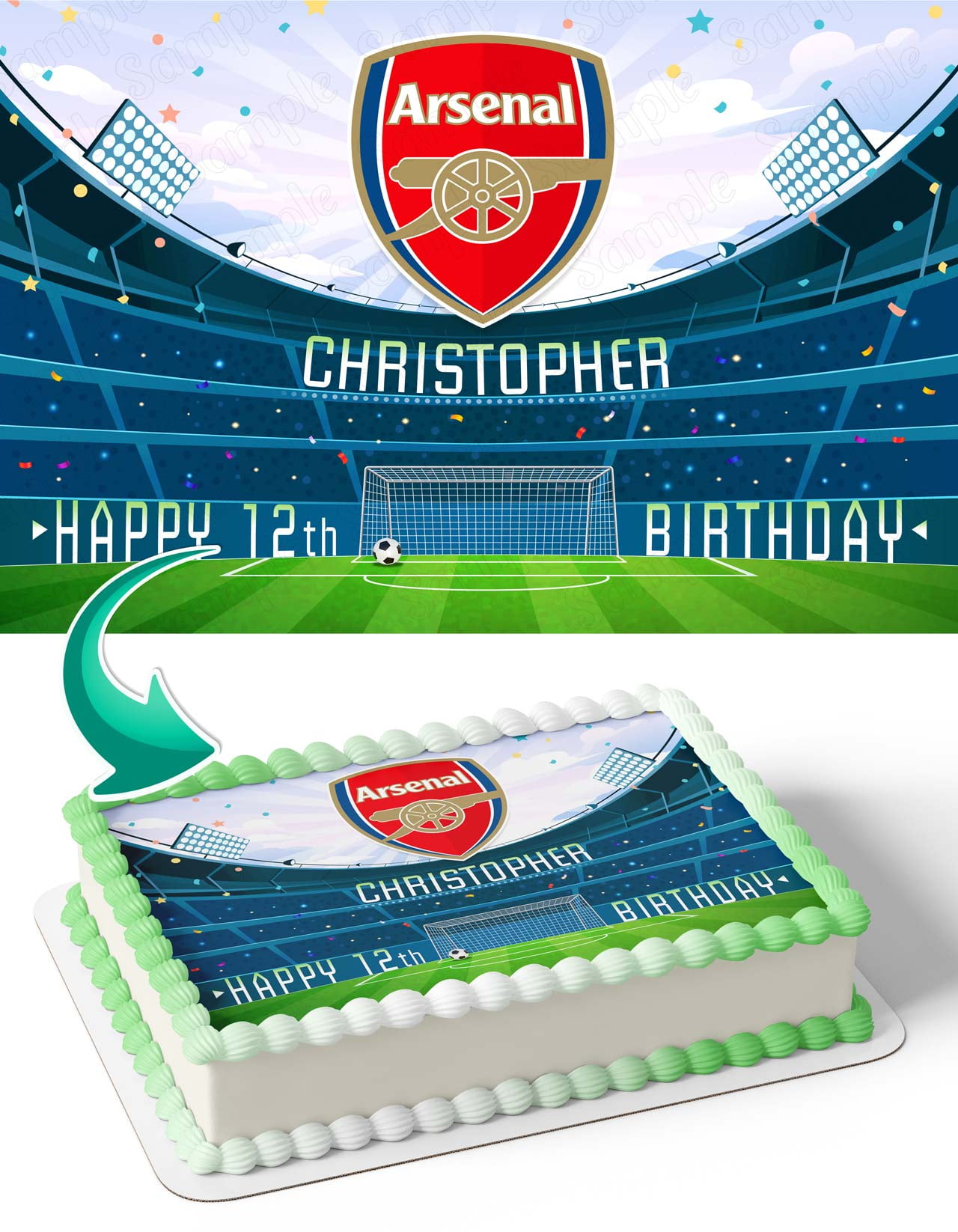 Arsenal FC Edible Cake Image Topper Birthday Cake Picture Photo Icing ...