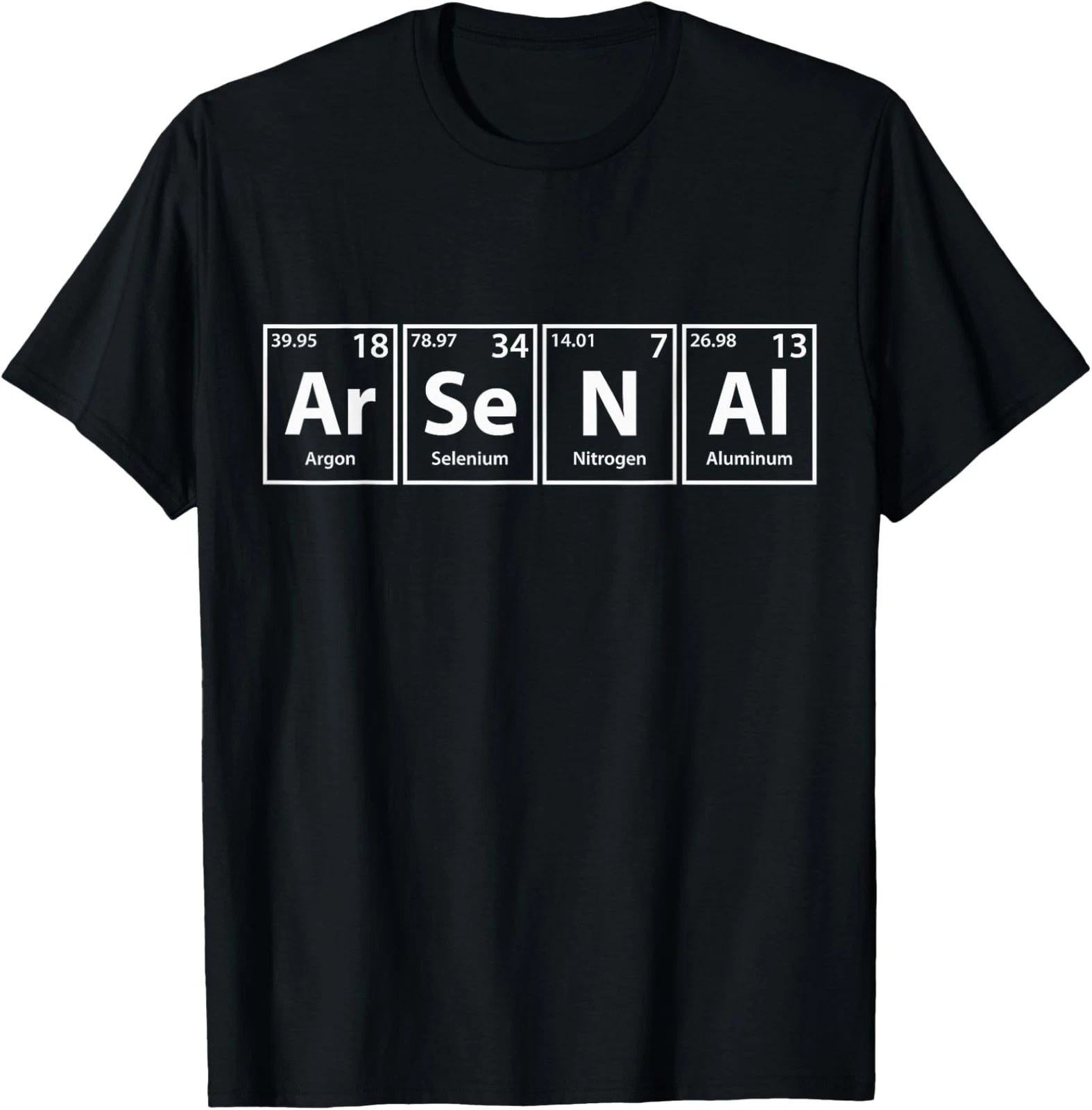 Arsenal Periodic Table Elements Fun Science Soccer Team Sports Unisex T ...