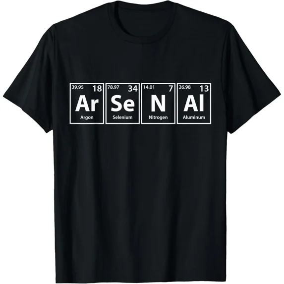 Arsenal Periodic Table Elements Fun Science Soccer Team Sports Unisex T ...