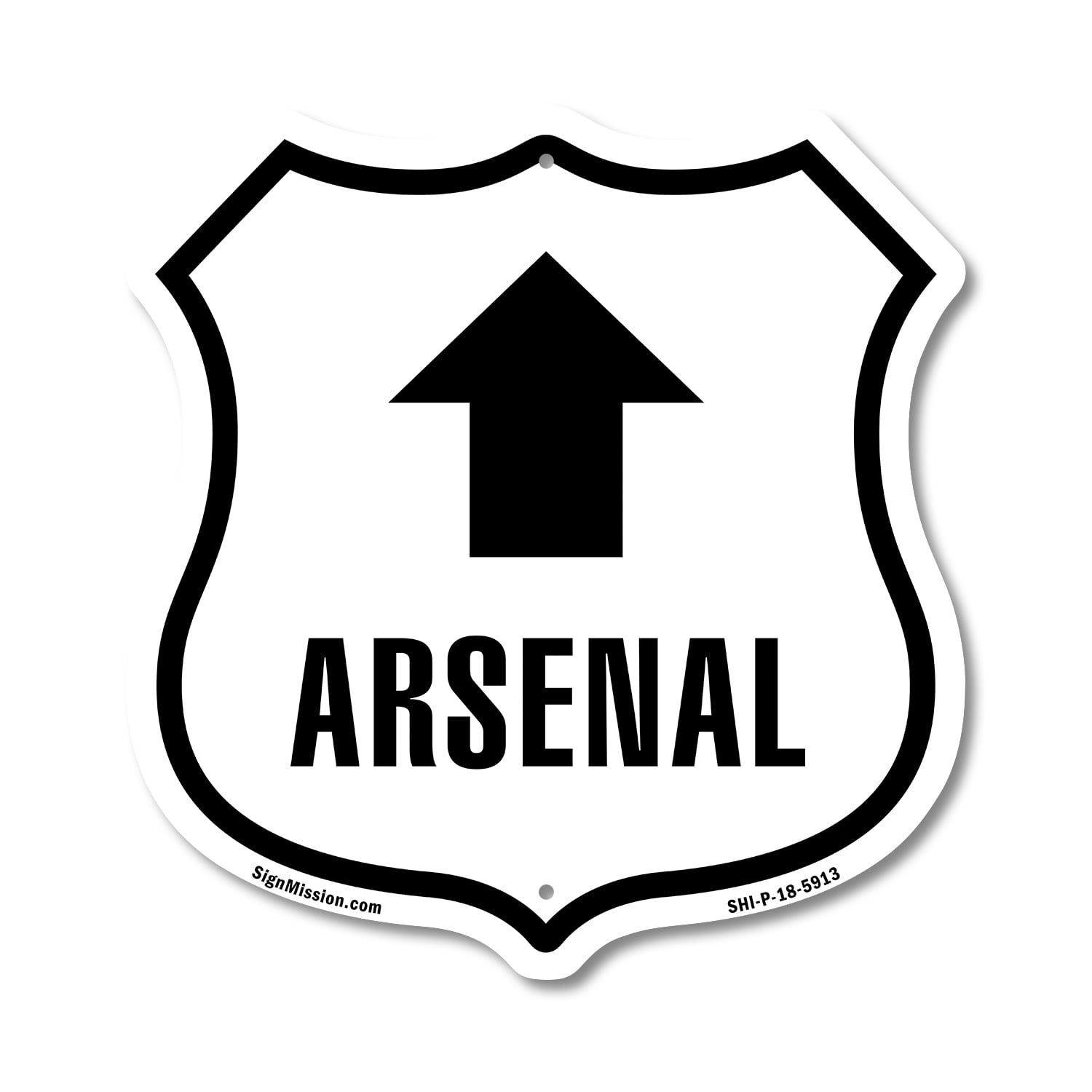 Arsenal Up 12 inch X 12 inch Shield Shaped Commercial Grade Plastic ...