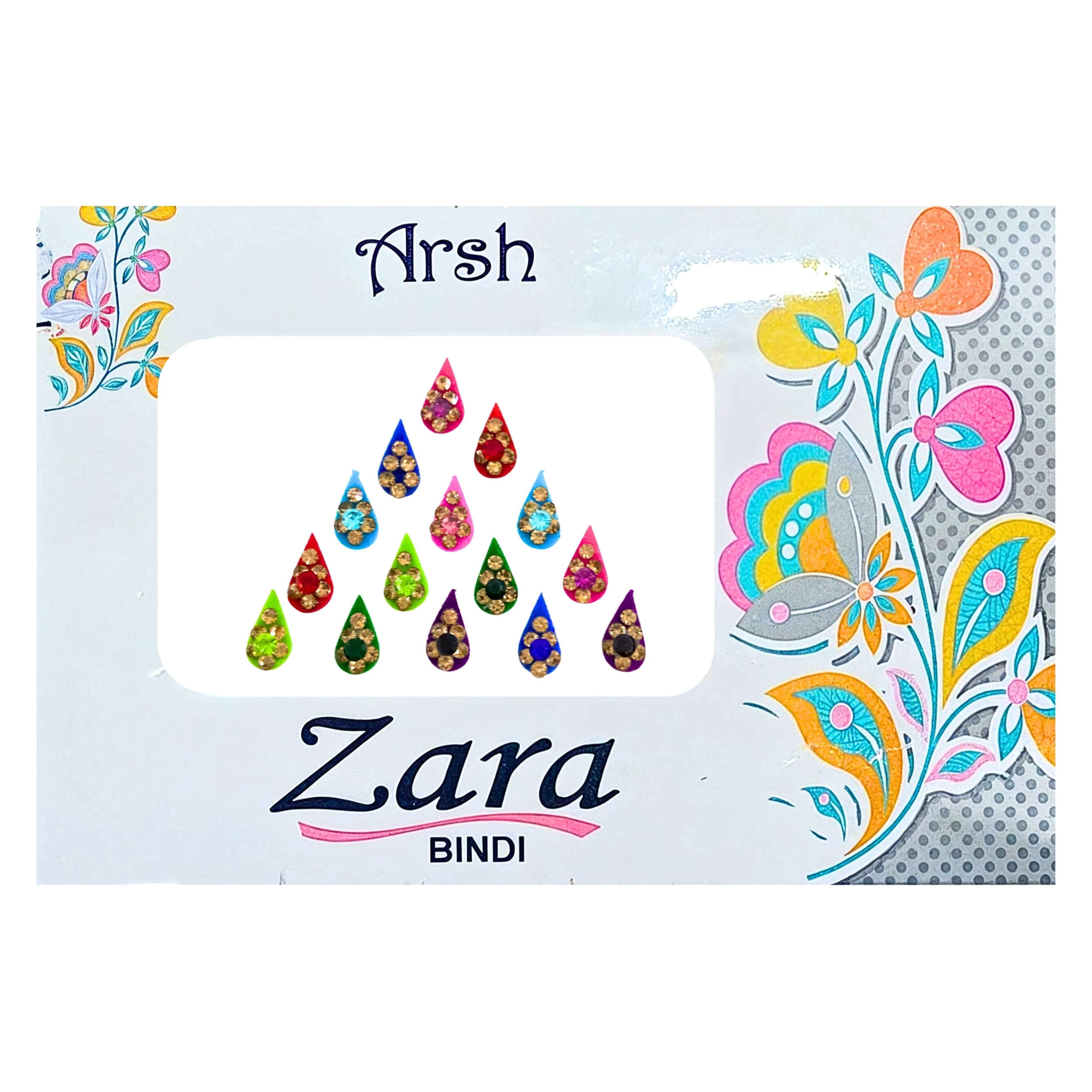 Arsh Zara Multicolor Teardrop Crystal Bindi Set Self Adhesive Fancy ...