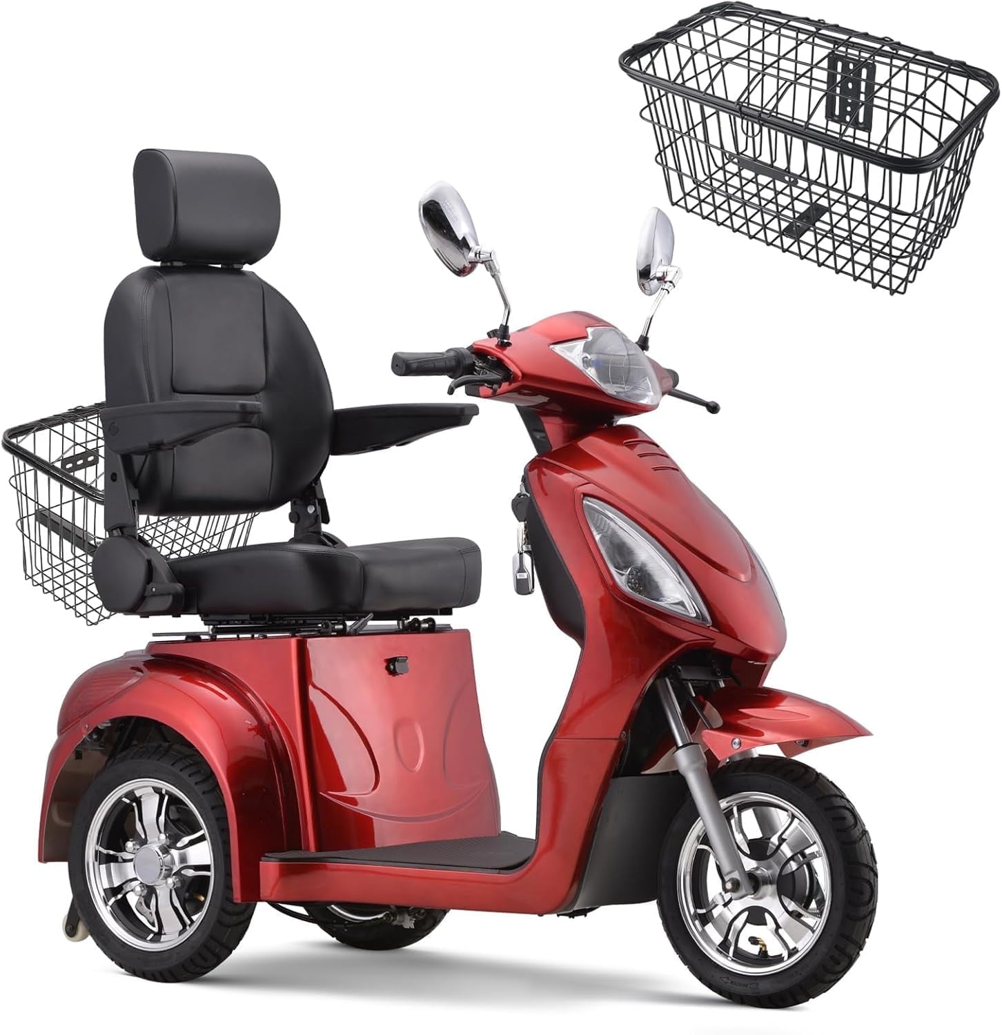 Arshin Heavy Duty 3-Wheel Mobility Scooters,500 LBS Capacity for Seniors & Adults,31 Miles Long ...