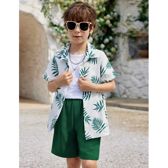 Arshiner Boys 2 Piece Outfits Hawaiian Shorts Sets Button Down Shirt ...