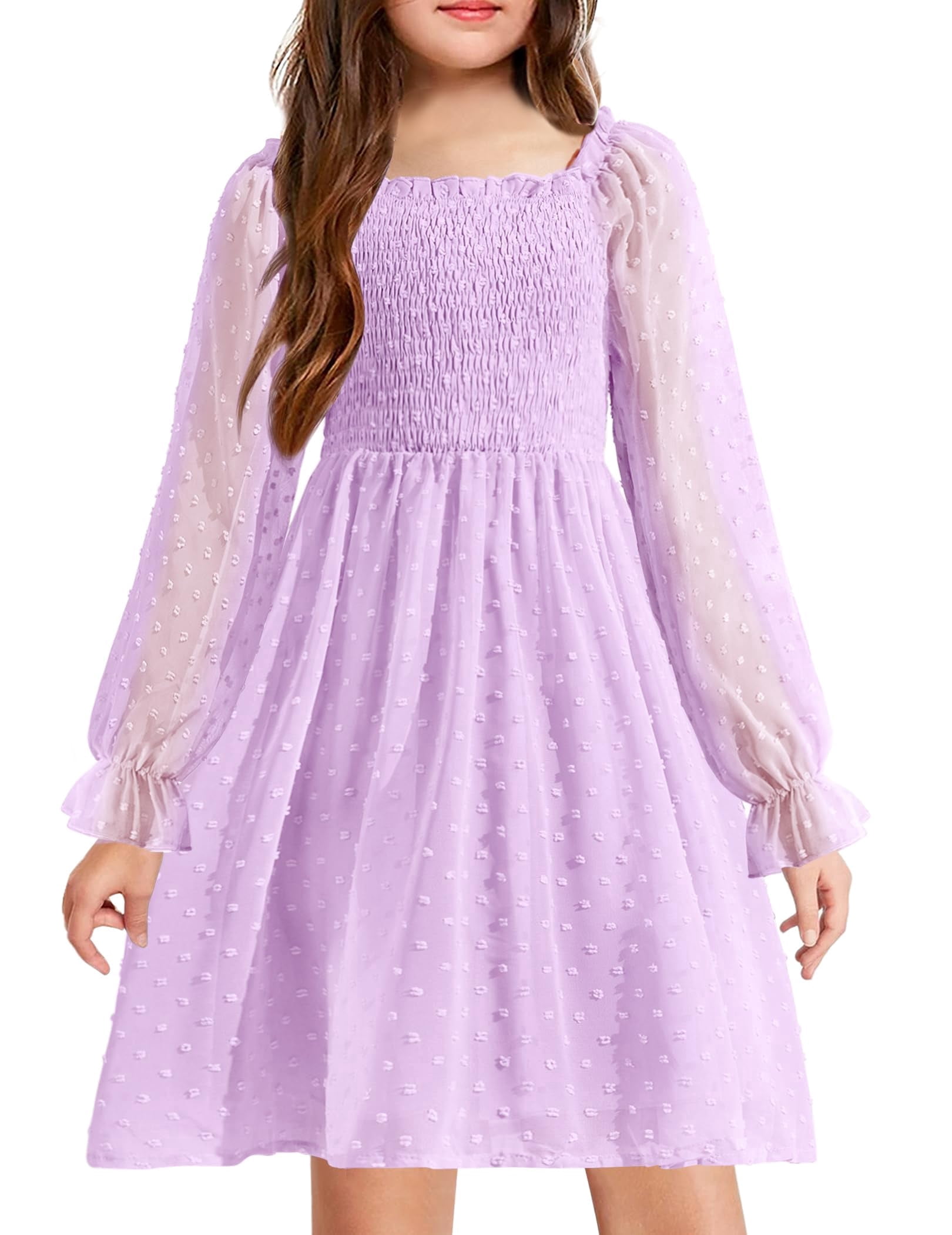 Arshiner Girl Tulle Dress Winter Long Sleeve Teen Girls Party Casual ...