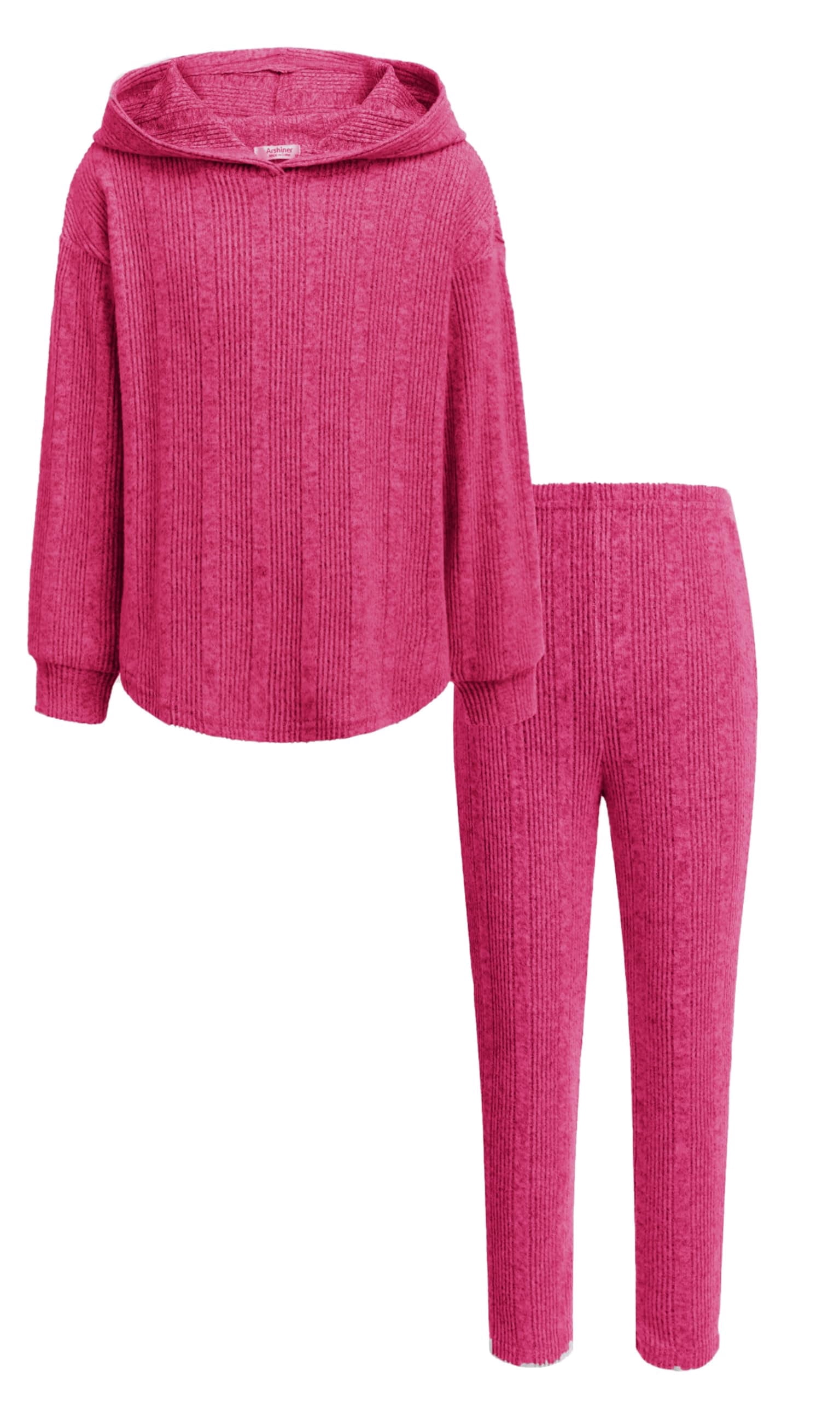 Arshiner Girl's 2 Piece Fall Outfits Rib-Knit Sweaters Set Knit Hoodie ...