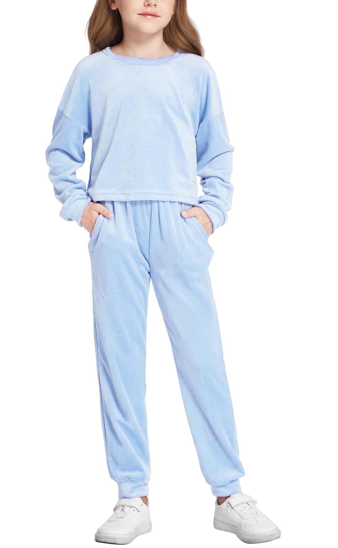 Arshiner Girls 2 Piece Outfit Sweatsuits Set Kids Velour Sweatshirts ...