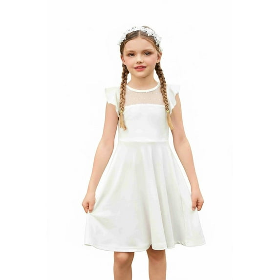 Arshiner Girls Dress Summer Ruffle Sleeve Mesh A Line Casual Party ...