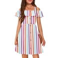 Arshiner Girls Dresses Summer Spaghetti Strap Cold Shoulder Ruffle ...