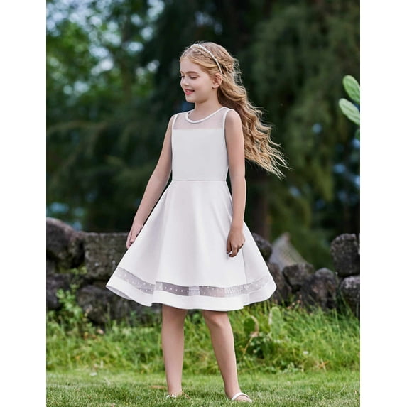 Arshiner Girls Elegant Dresses Sleeveless Round Neck A-line Party Dance ...