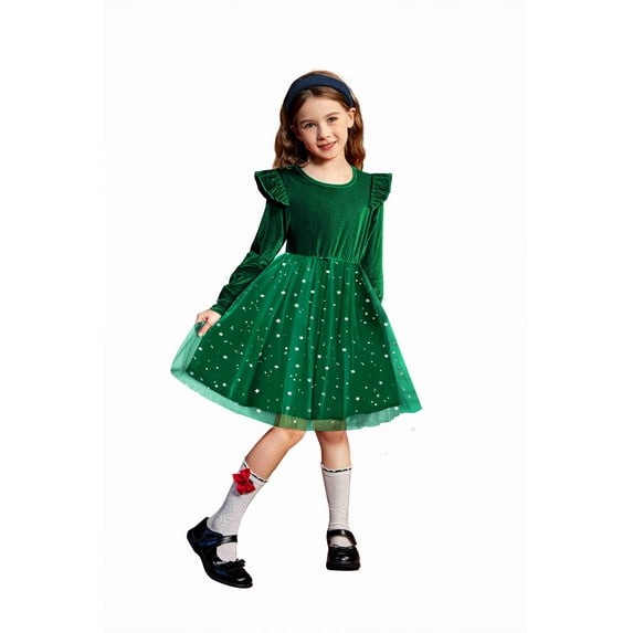 Arshiner Girls Fall Dress Toddler Tutu Velvet Tulle Winter Long Sleeve ...