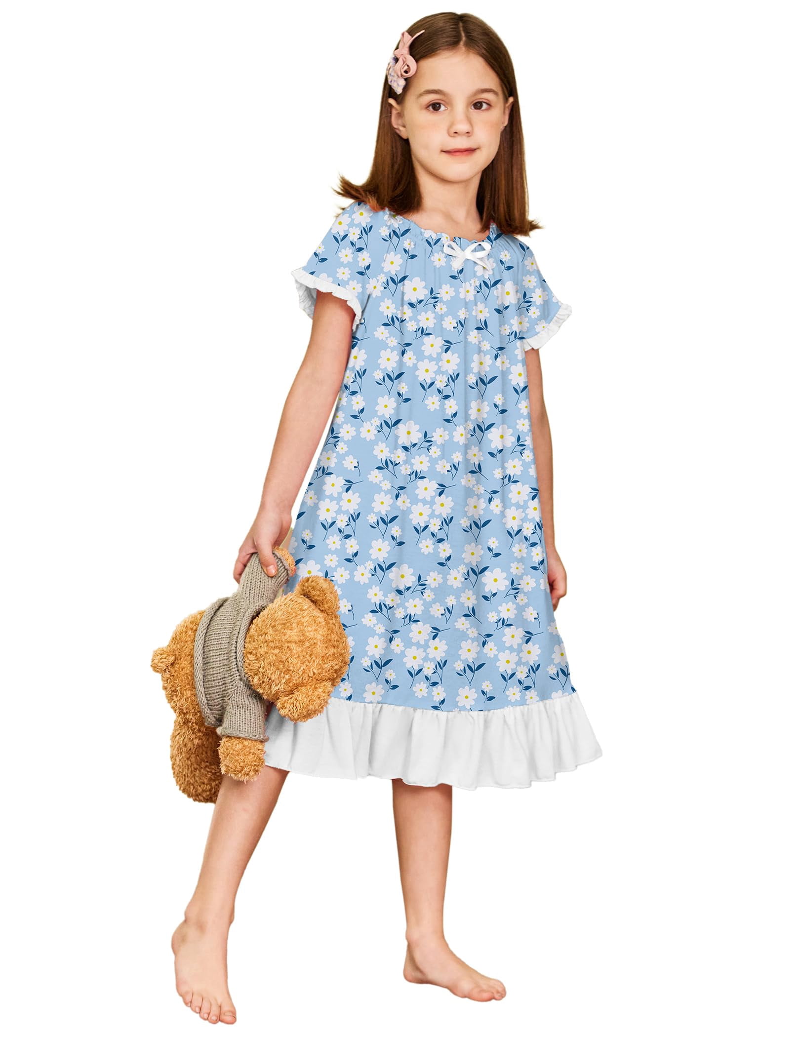 Arshiner Girls Nightgowns Sleepwear Short Sleeve Victorian Pajama Dress ...