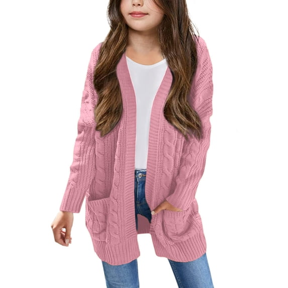 Arshiner Girls Open Front Cardigan Long Sleeve Casual Kids Fall Clothes ...