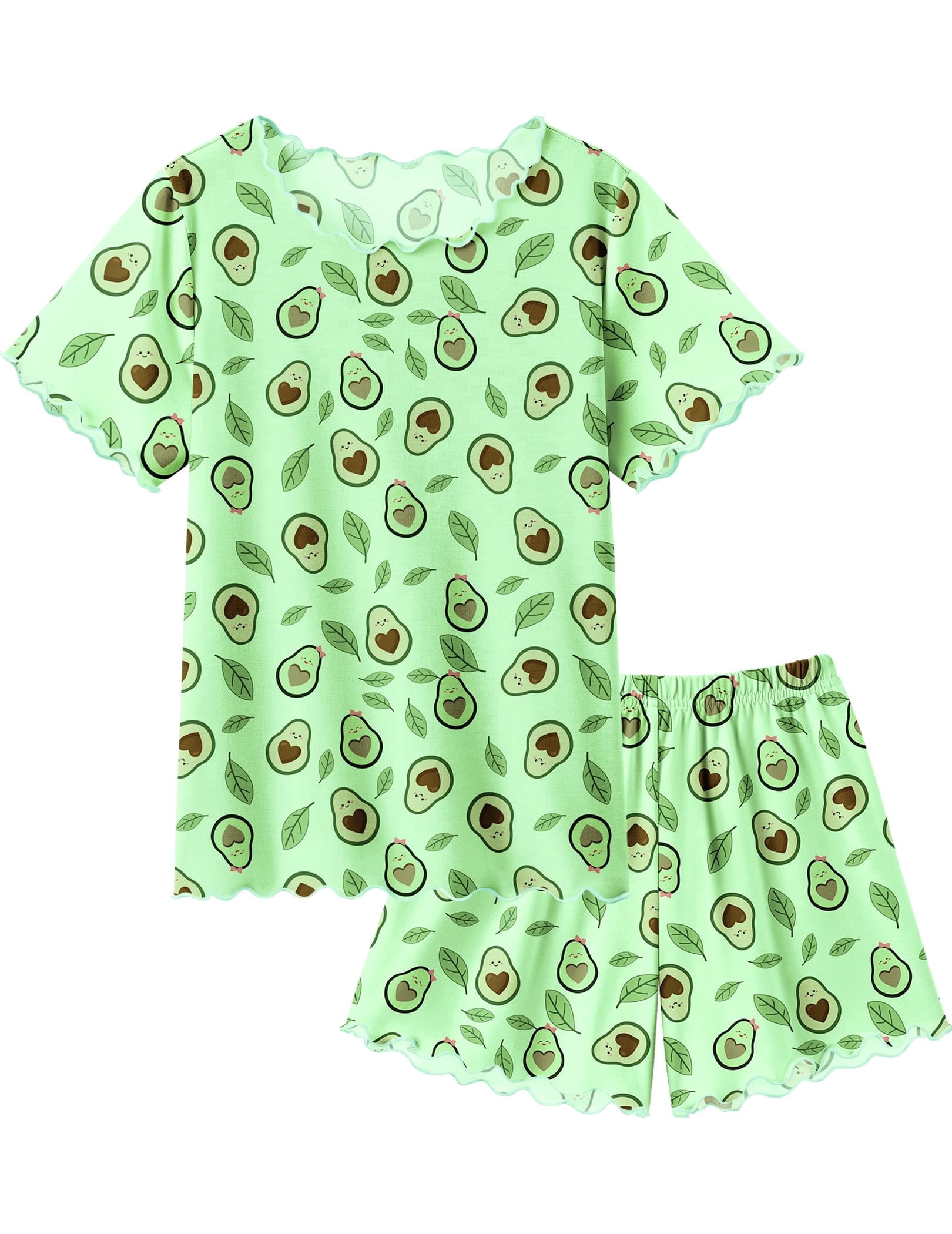 Arshiner Girls Pajama Set Short Sleeve Lounge Set Soft Shirring Summer ...