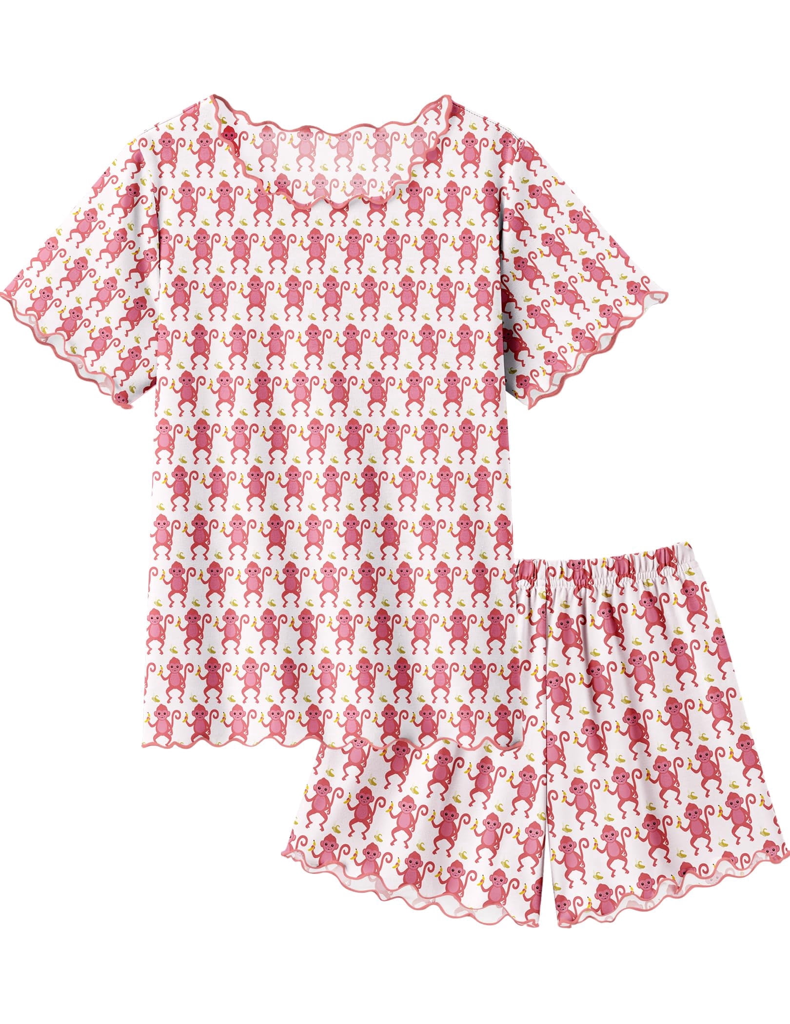 Arshiner Girls Pajama Set Short Sleeve Lounge Set Soft Shirring Summer ...