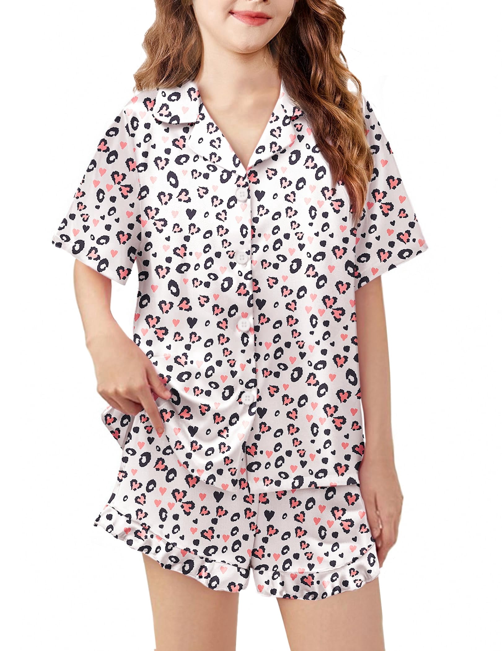 Arshiner Girls Pajamas Silk Satin Pajama Set 2 Piece Button Down Pjs ...