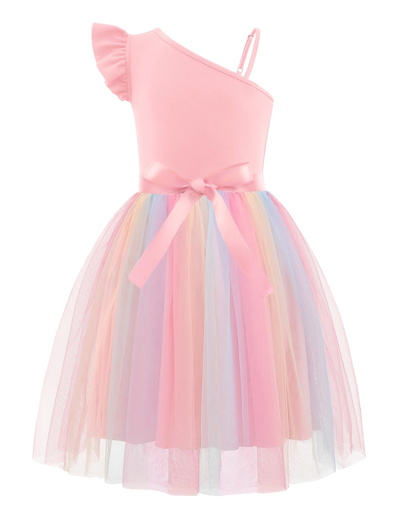 Arshiner Girls Party Dresses Summer One Shoulder A-Line Dress Shinny ...
