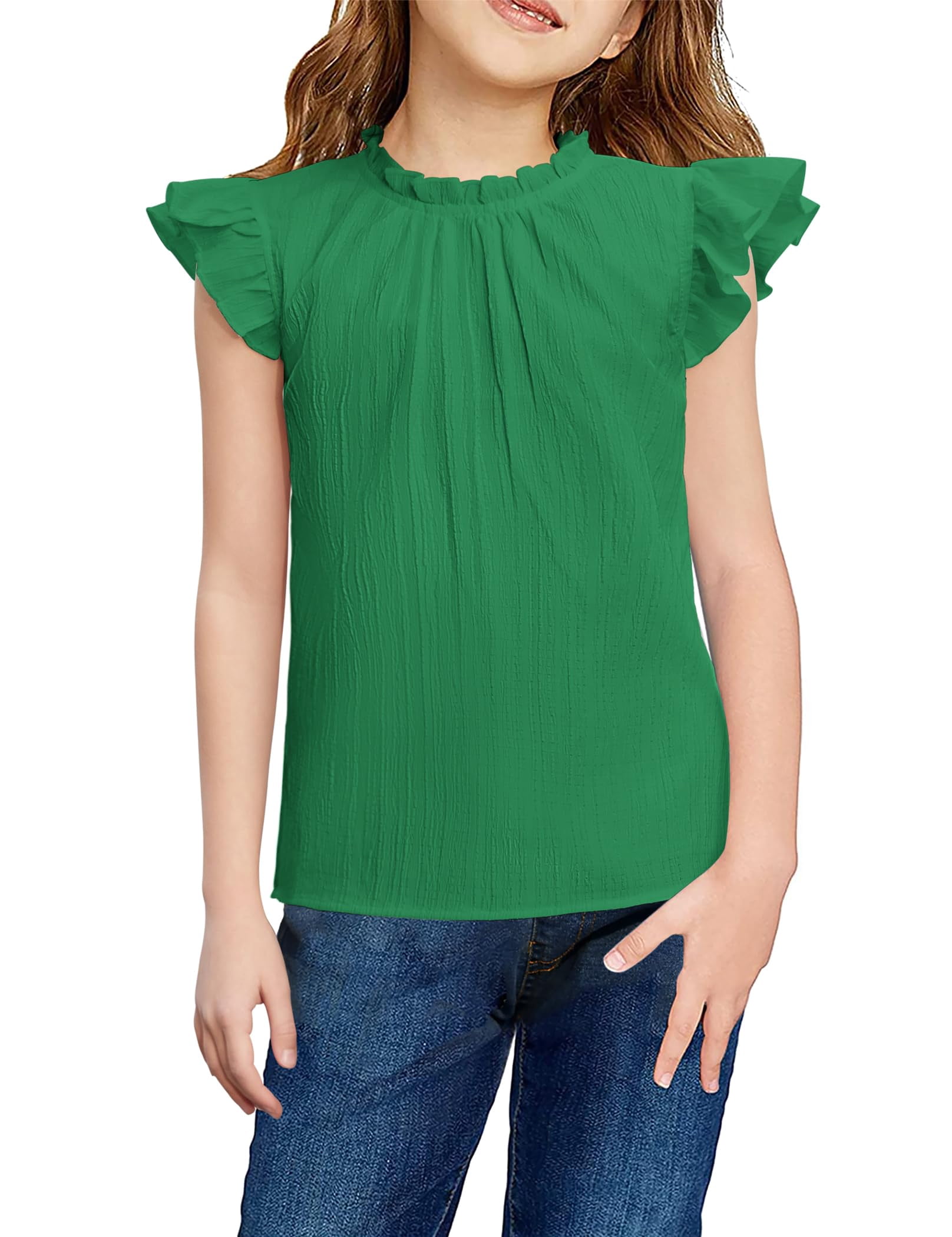 Arshiner Girls Ruffle Short Sleeve Shirts Cute Summer Frill Neck ...