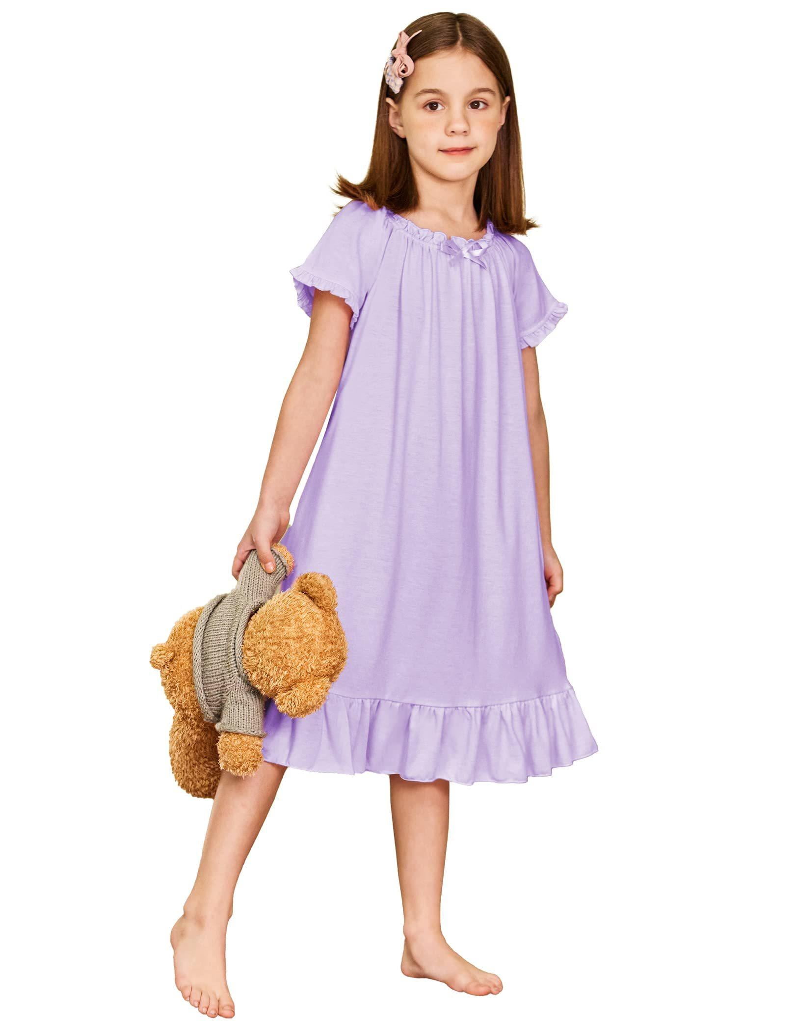Arshiner Girls Sleepshirts Victorian Nightgown Short Pajama Night Gown ...