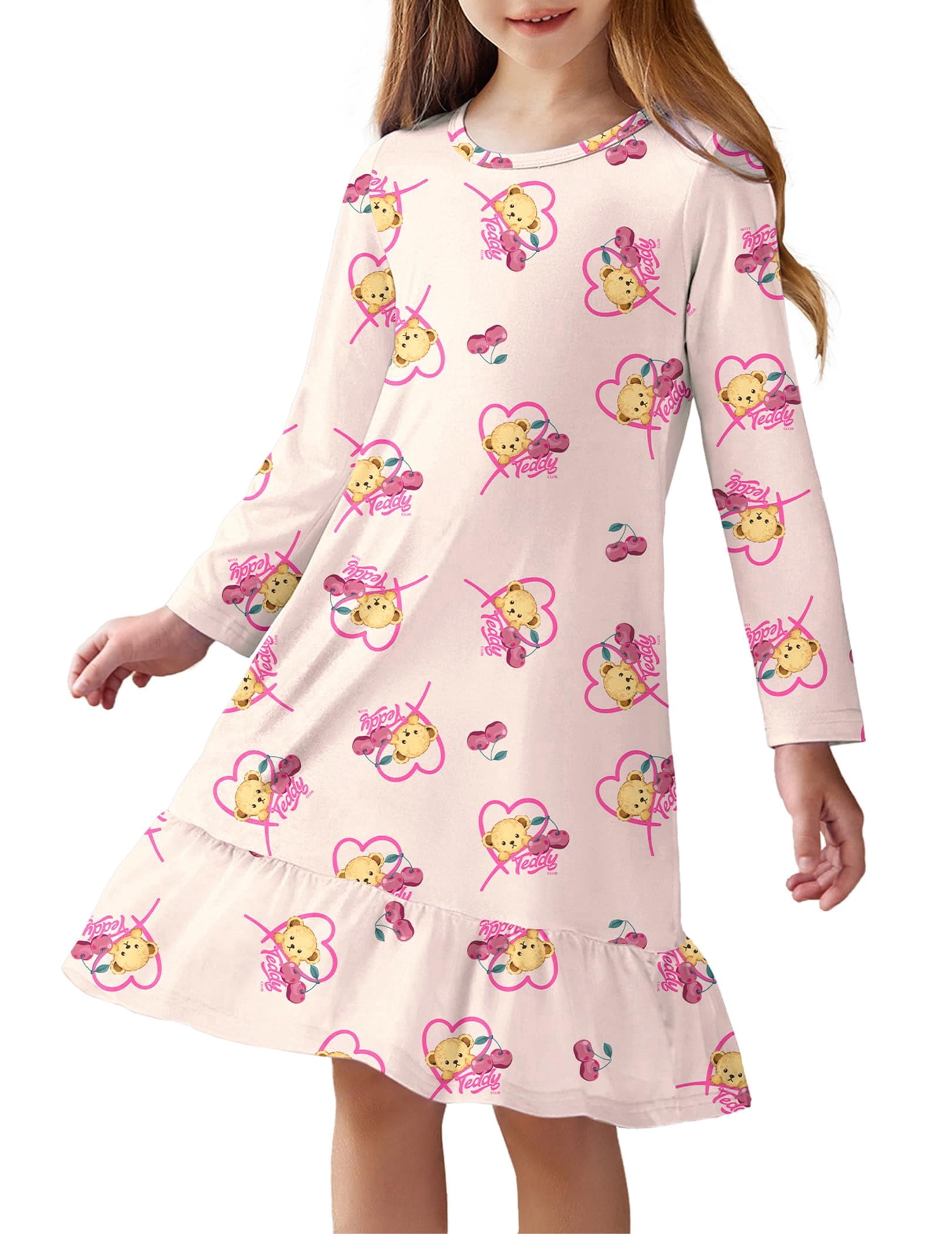 Arshiner Girls' Sleepwear Long Sleeve Cute Nightgown Nightie Pajama ...